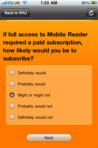 WSJ App for iPhone and BlackBerry Going Paid?