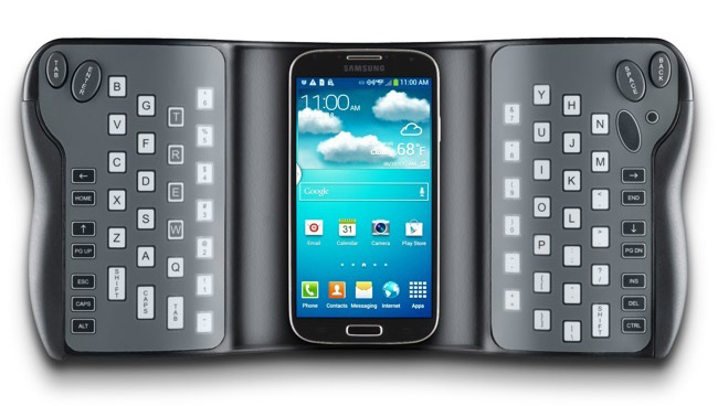TREWGrip Mobile QWERTY allows for two-handed mobile text entry