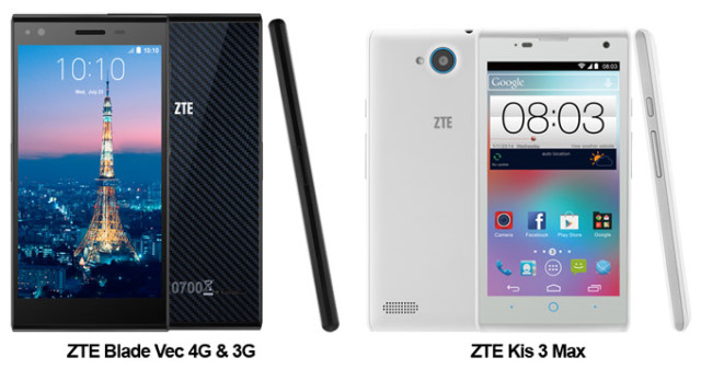 ZTE unveils Blade Vec 3G and 4G, and low-cost Kis 3 Max